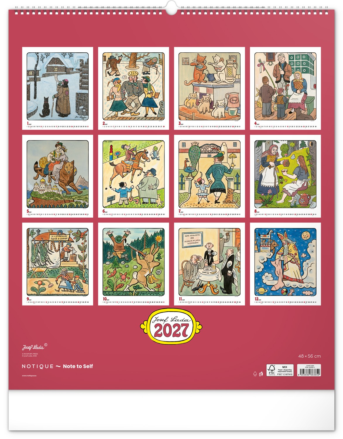 Nástěnný kalendář Josef Lada 2027 48×56 cm | Vaše online papírnictví